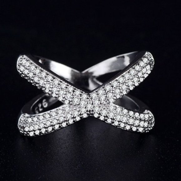 Jewelry | X Shape Cross Micro Pave Cz Crystal Infinity Rings For Women ...